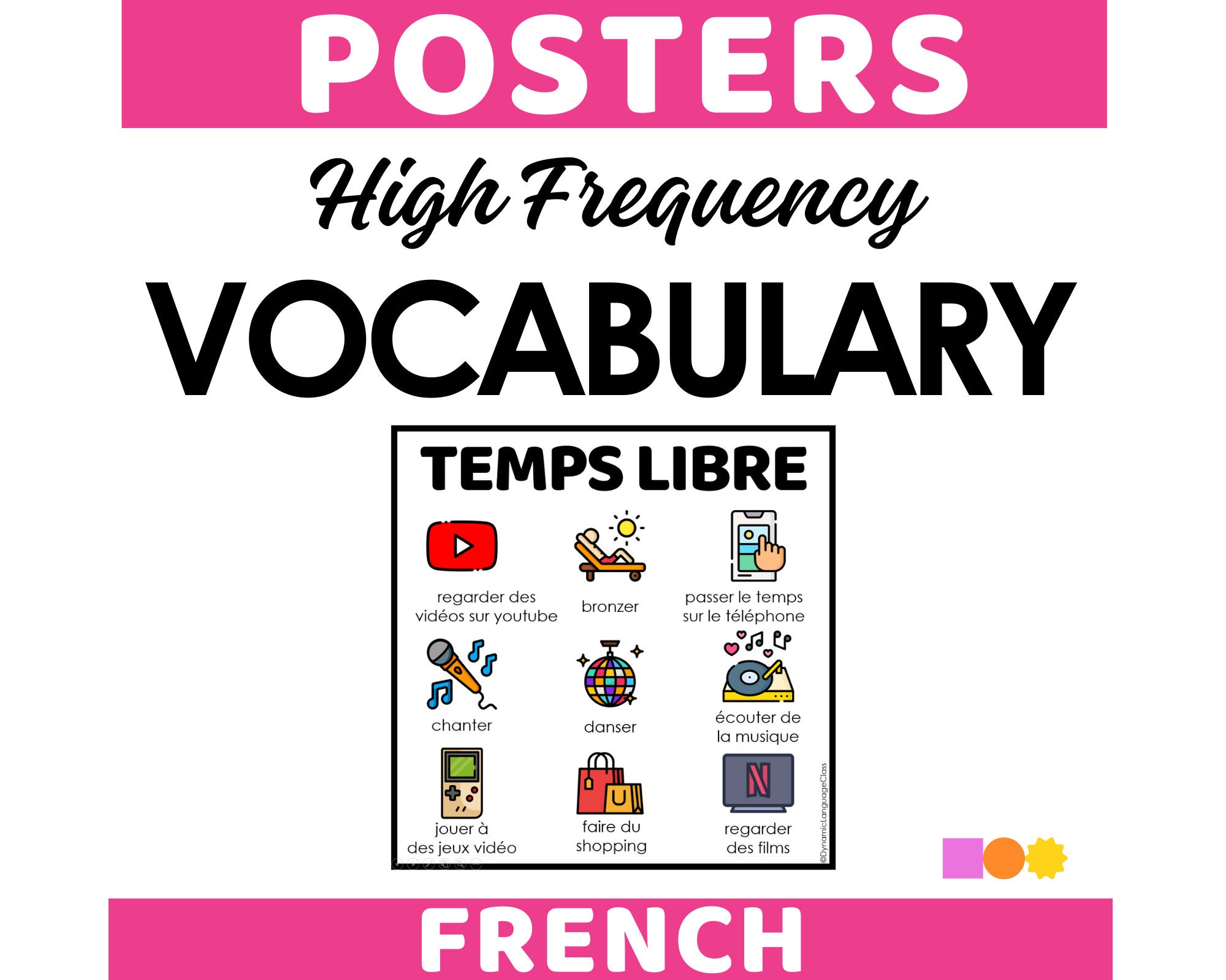 French Posters Word Wall for Novice High / Intermediate Low Students ...