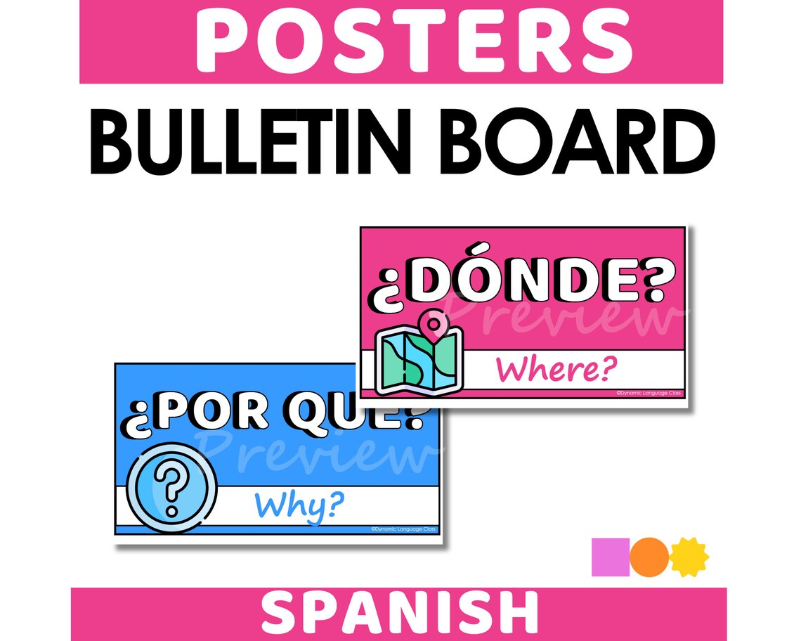 Printable Spanish Classroom Decor Posters Question Words in Spanish ...