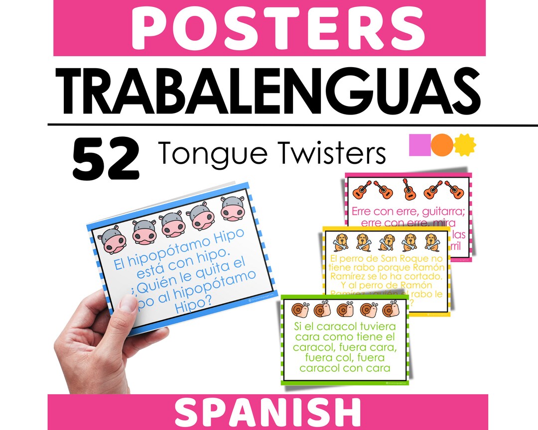 Tongue Twisters Spanish Posters Classroom Decoration Fun Activities ...