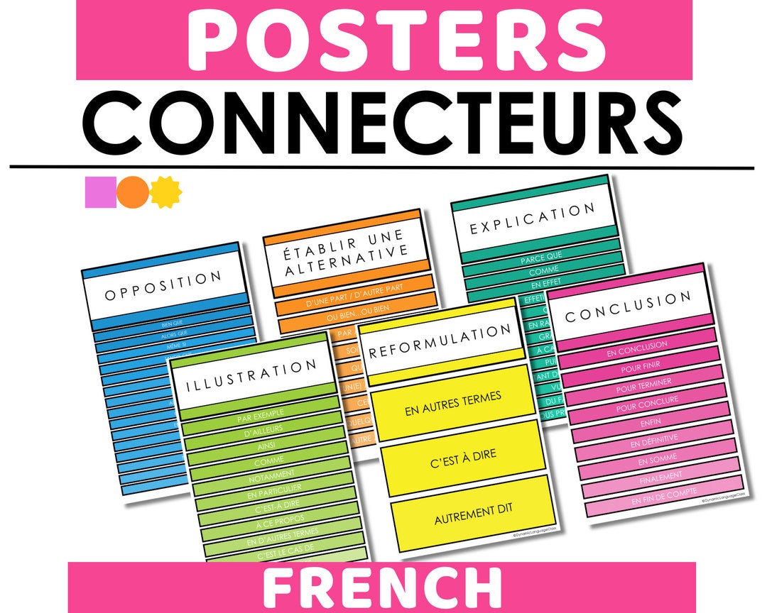 French Connective Posters for French Classroom Displays in French - Les ...