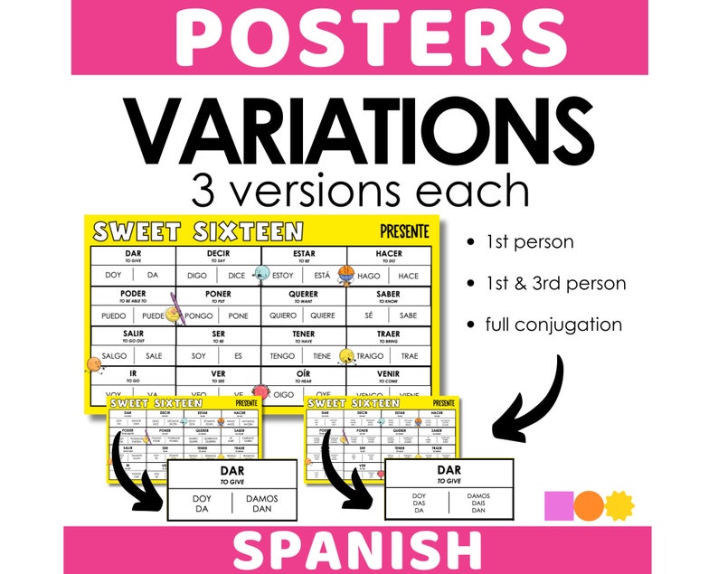 Spanish Sweet 16 High Frequency Verbs in Spanish for Spanish Classroom ...