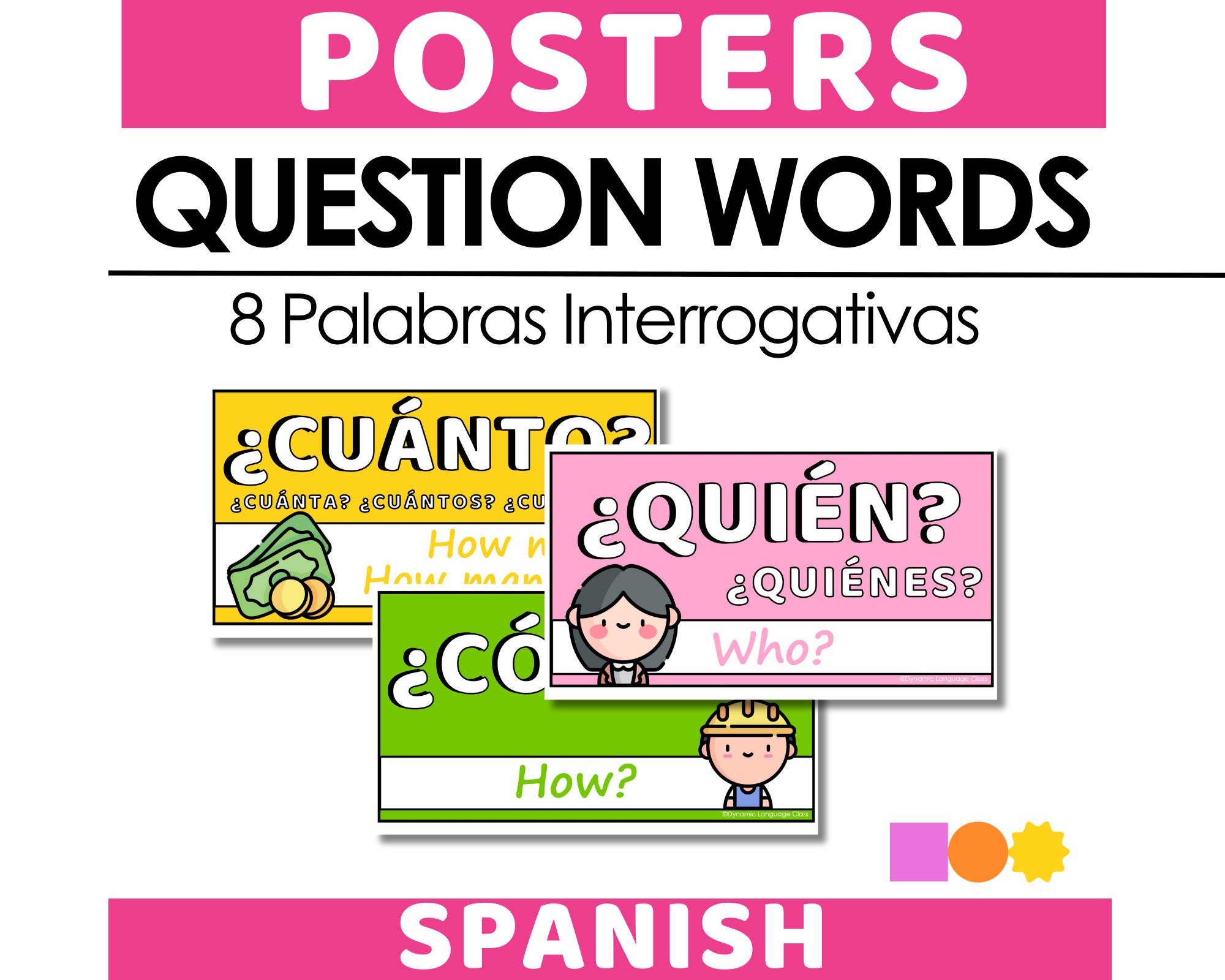 Printable Spanish Classroom Decor Posters Question Words in Spanish ...