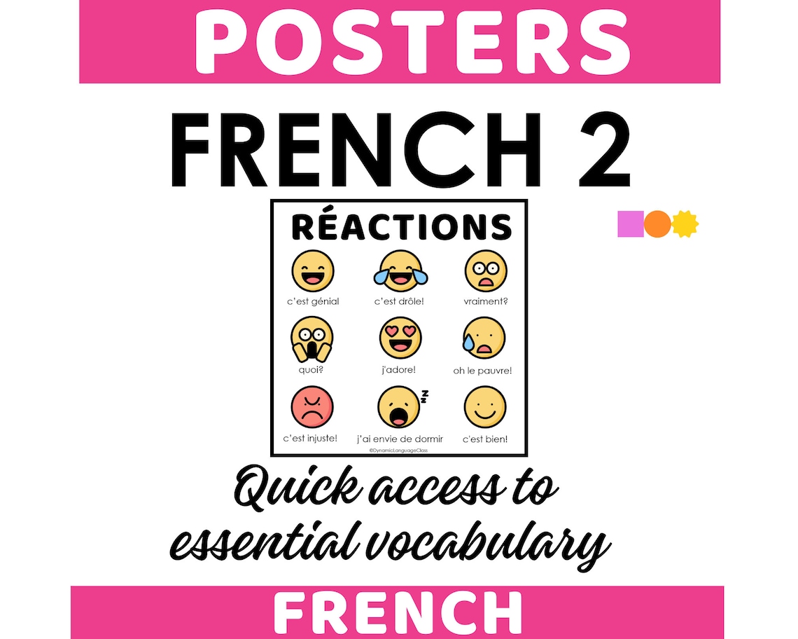 French Posters Word Wall for Novice High / Intermediate Low Students ...