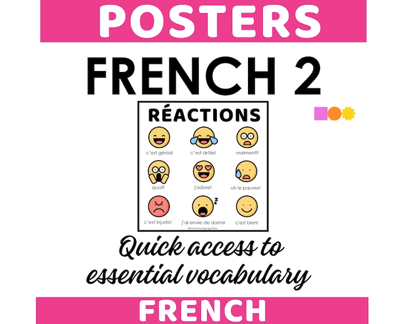 French Posters Word Wall for Novice High / Intermediate Low Students ...