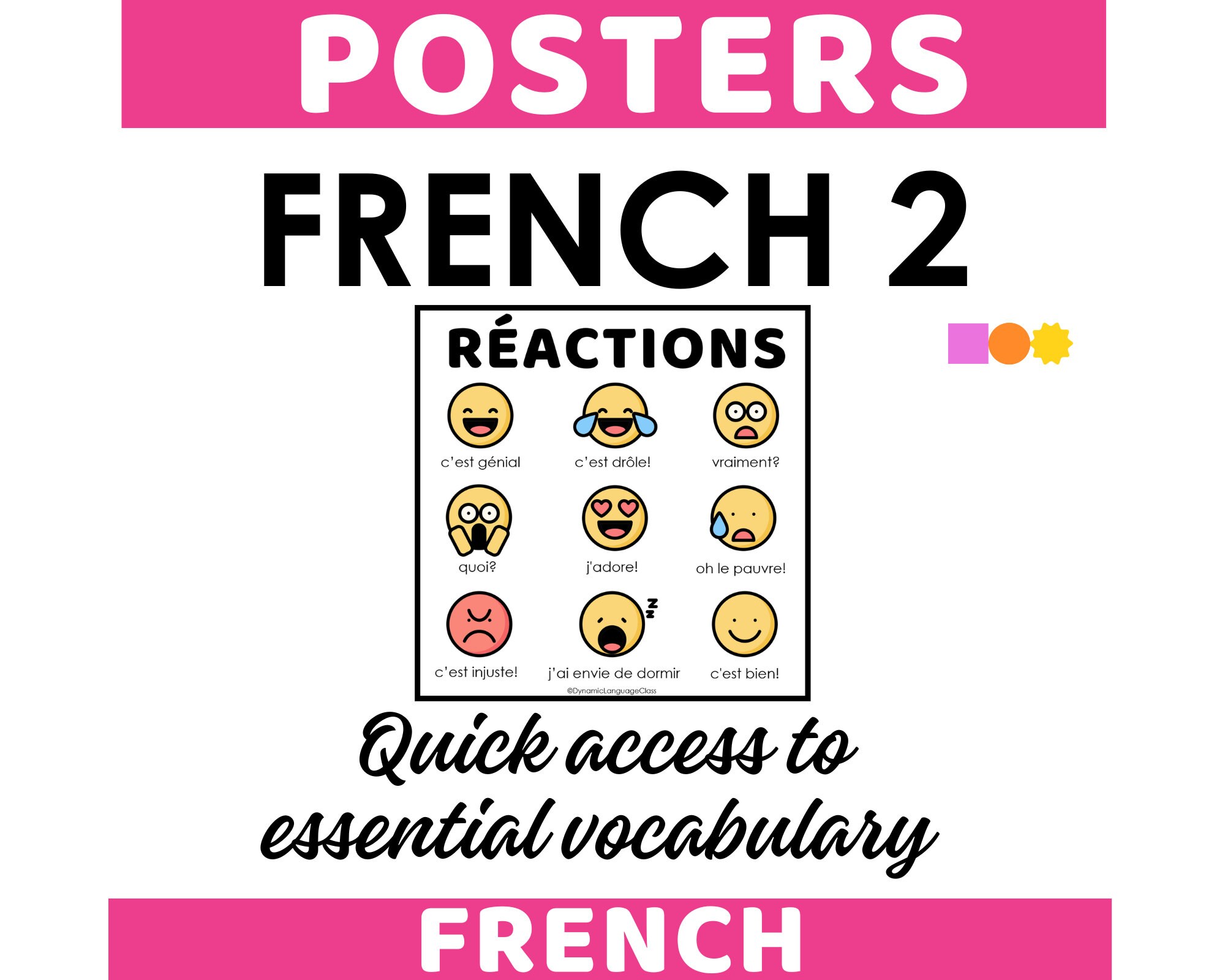 French Posters Word Wall for Novice High / Intermediate Low Students ...