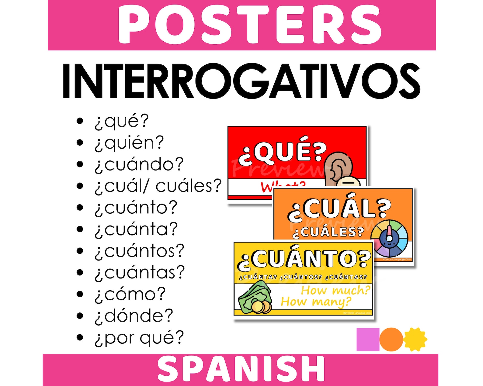 Printable Spanish Classroom Decor Posters Question Words in Spanish ...
