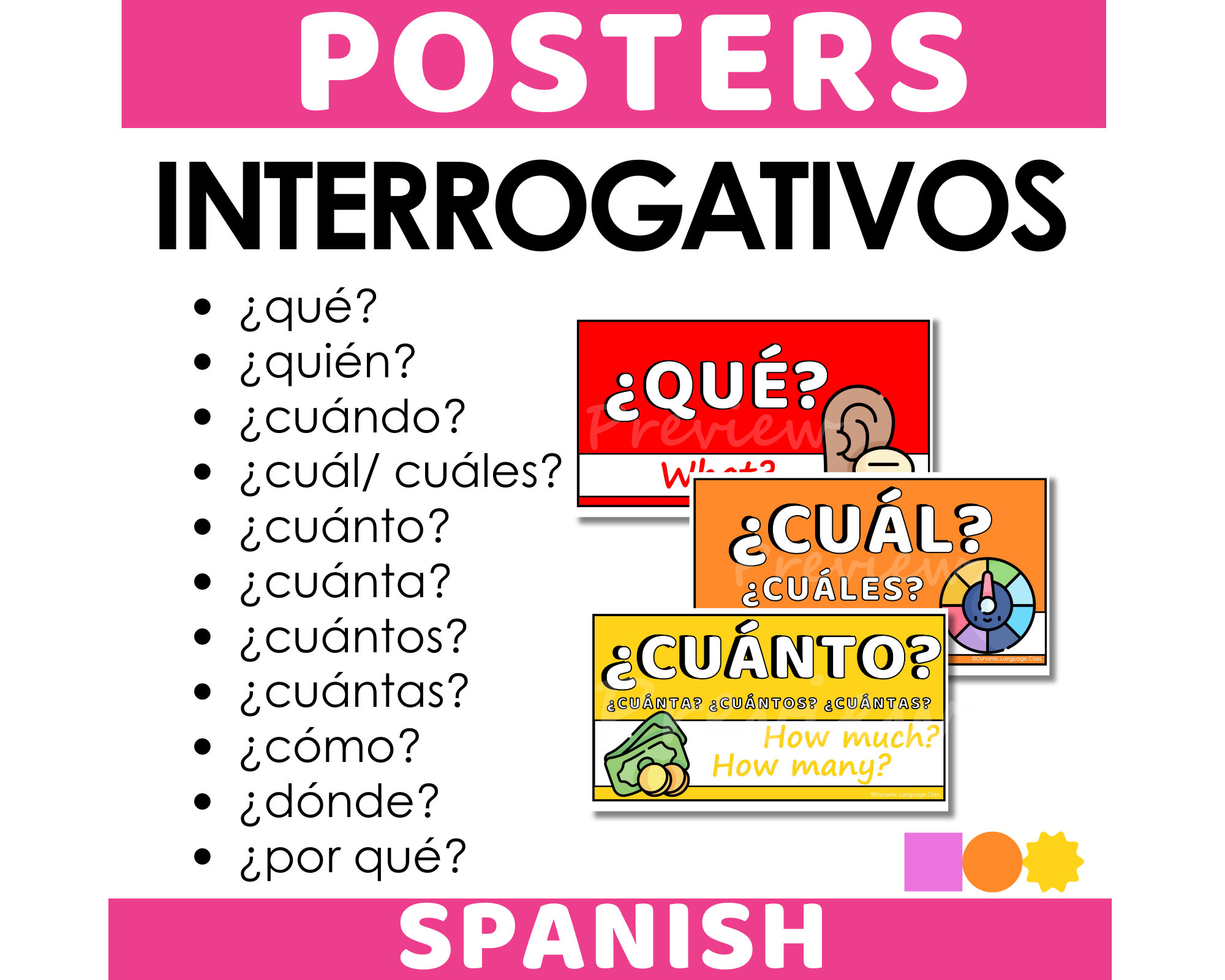 Printable Spanish Classroom Decor Posters Question Words in Spanish ...