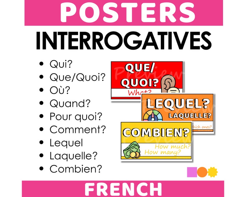 Poster French Question Words Classroom Decoration French Class Decor ...