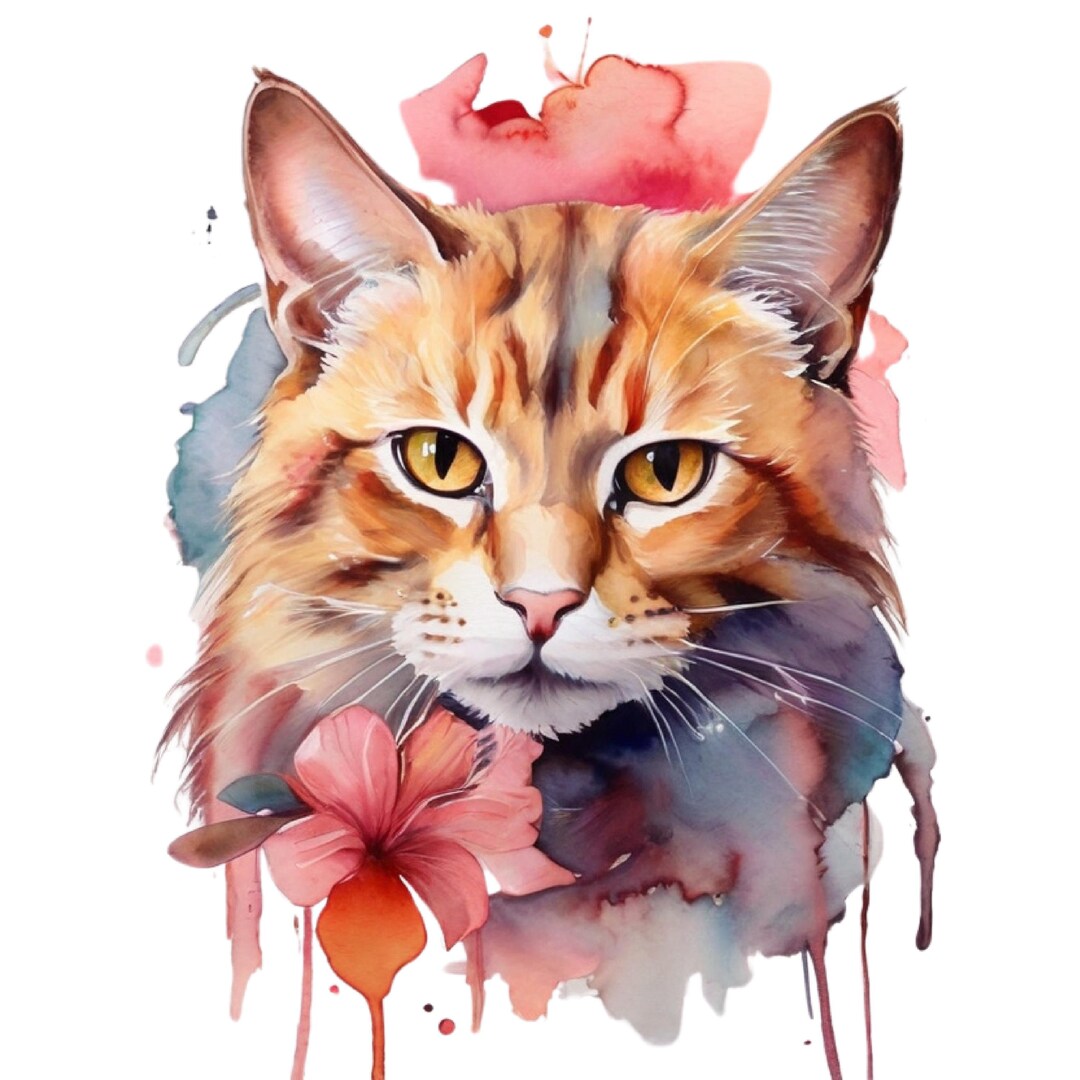Cat Watercolor Clipart Nursery, Watercolor Cat Clipart Instant Download ...