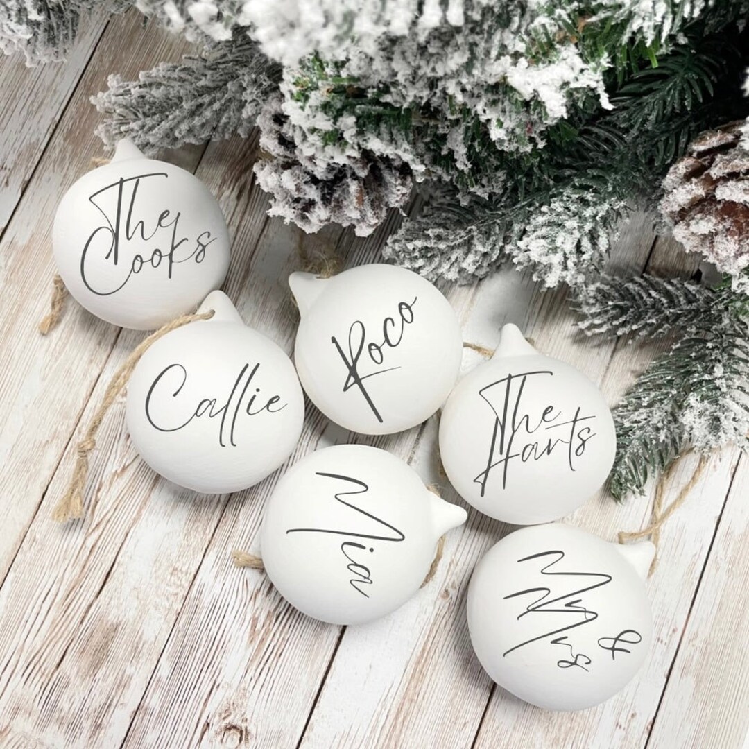 White Christmas Bauble, Personalised Christmas Bauble, Christmas ...