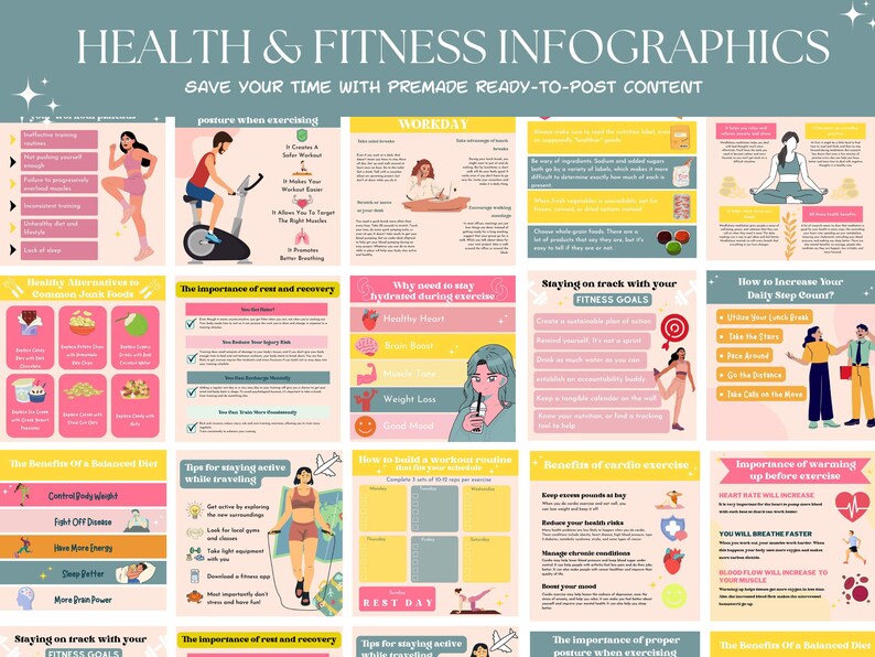 30 Health & Fitness Infographics | Wellness Coach | Self Care Instagram ...