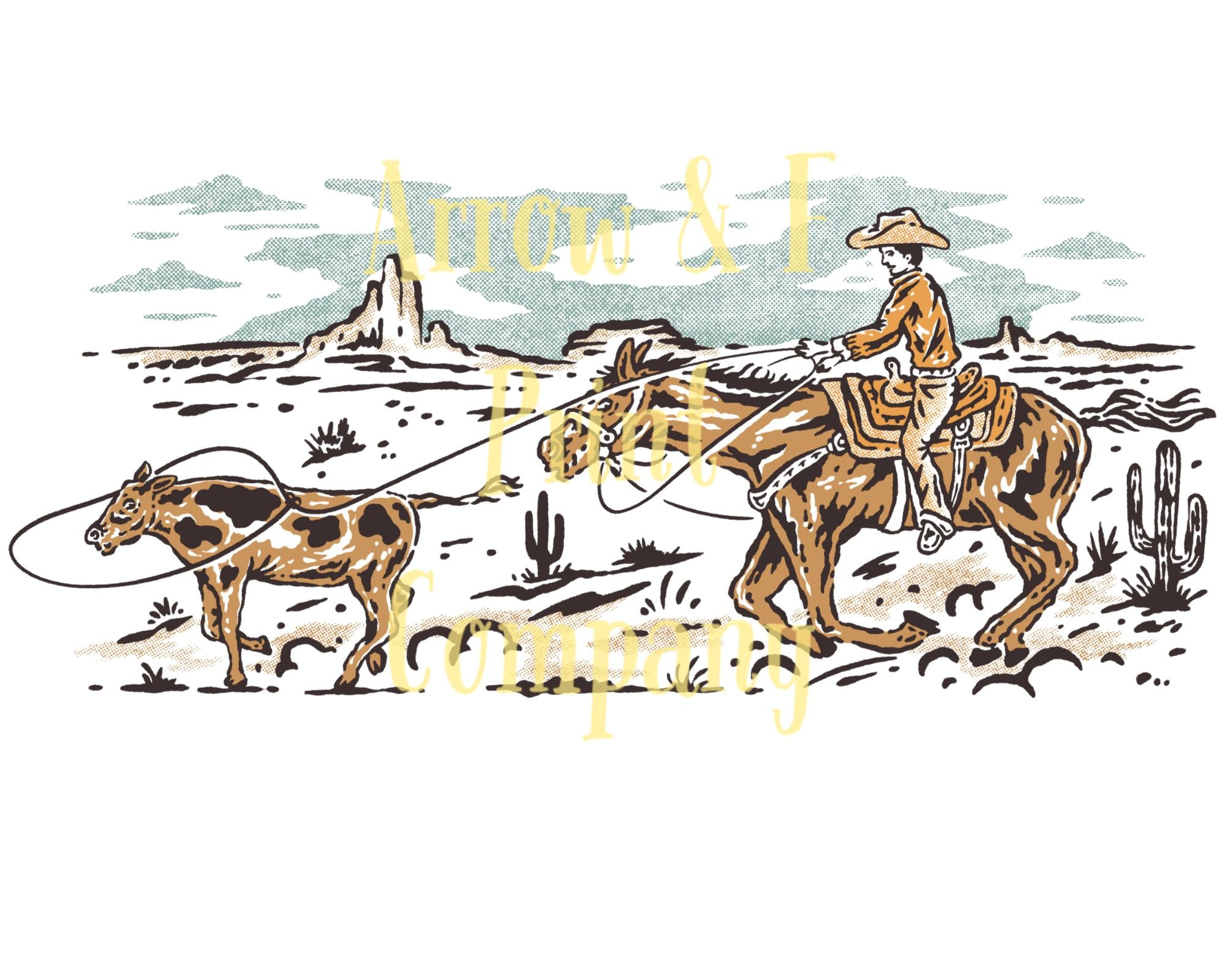 Desert Calf Roper PNG| Western Shirt Design | Commercial Use Digital ...
