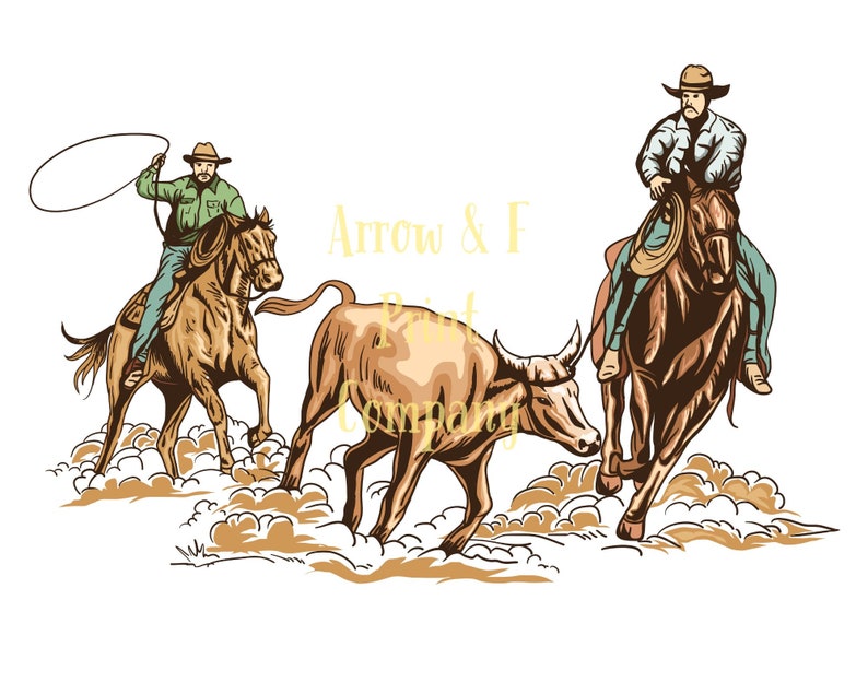 Retro Team Ropers PNG| Western Shirt Design | Commercial Use Digital ...