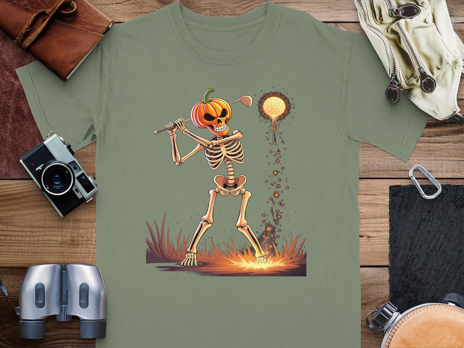 Skeleton Pumpkin Golf T-shirt, Halloween Golf T-shirt, Funny Golf Lover ...