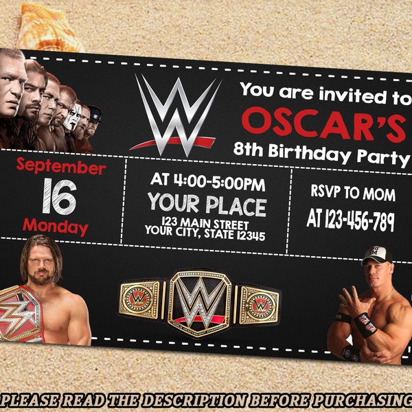 Wwe Invitation - Etsy