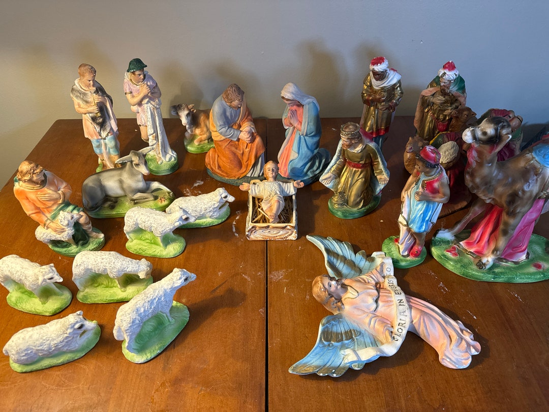 Vintage Plaster Statue of the Nativity, Jesus Mary Joseph - Etsy