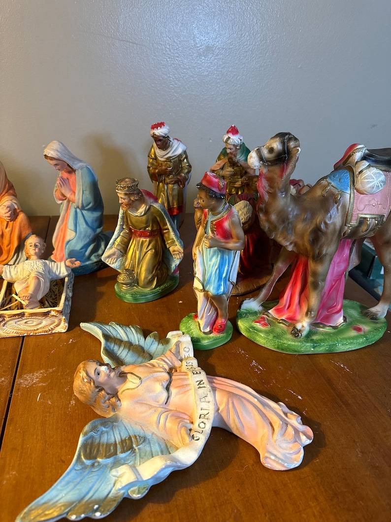 Vintage Plaster Statue of the Nativity, Jesus Mary Joseph - Etsy
