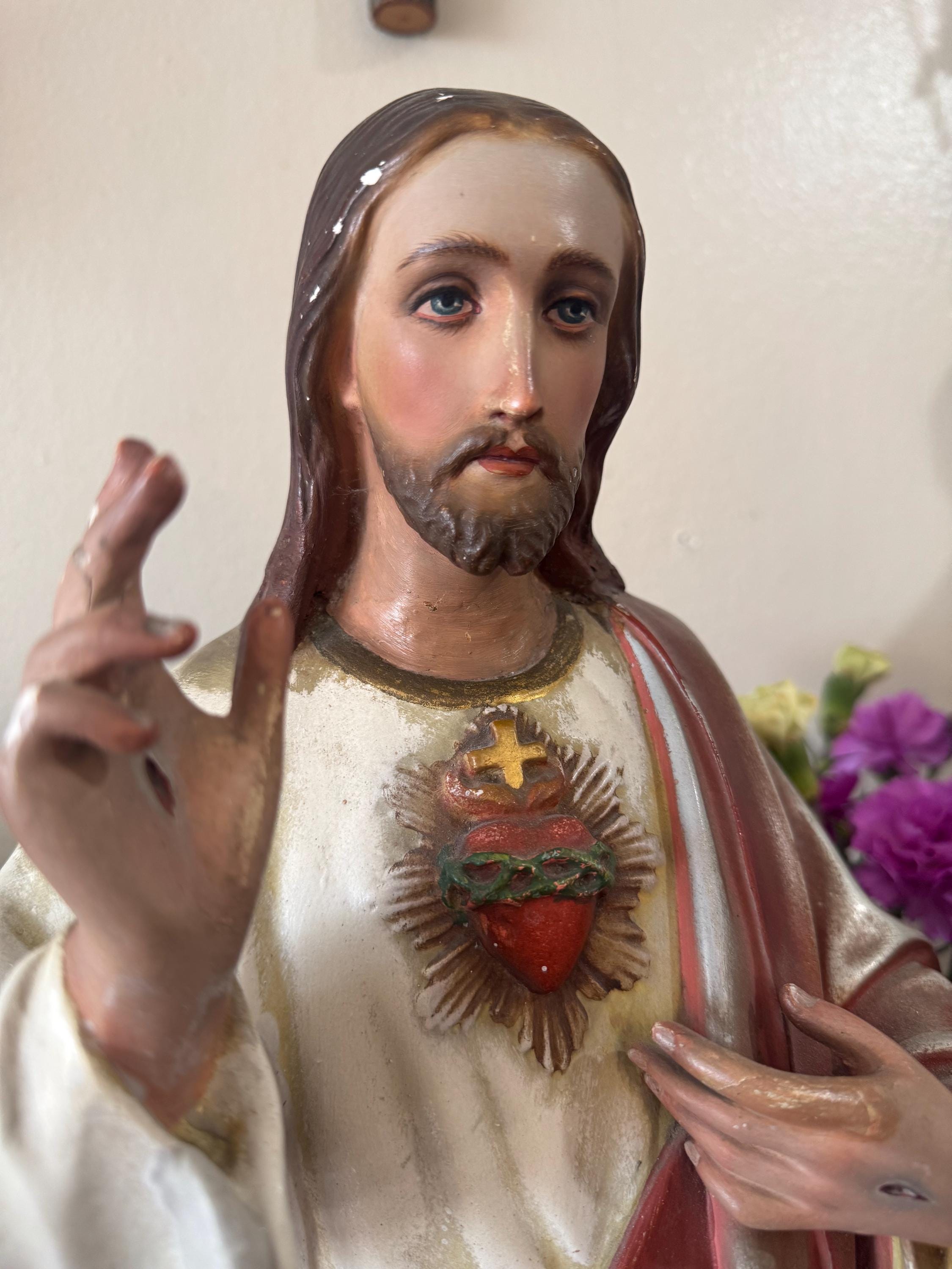 Sacred Heart of Jesus Statue, Religious Art - Etsy