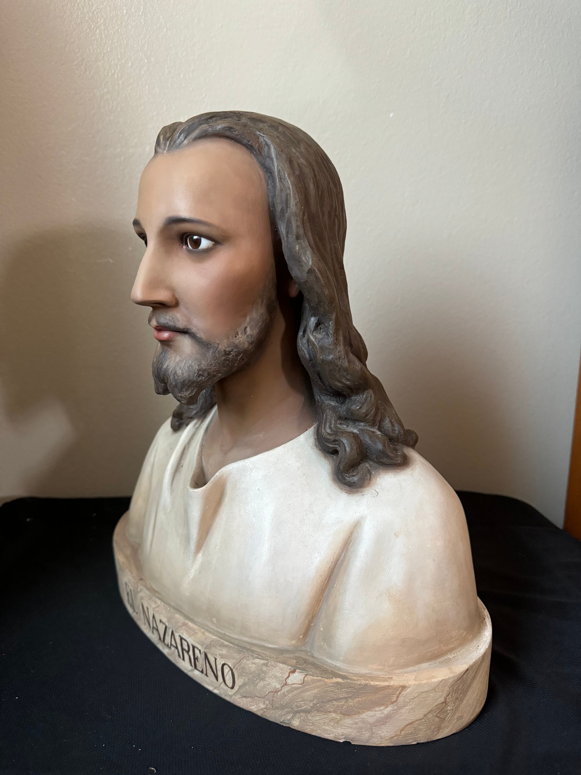 Large Head of Christ Jesus Bust Statue Made in Olot Spain Religious Art ...