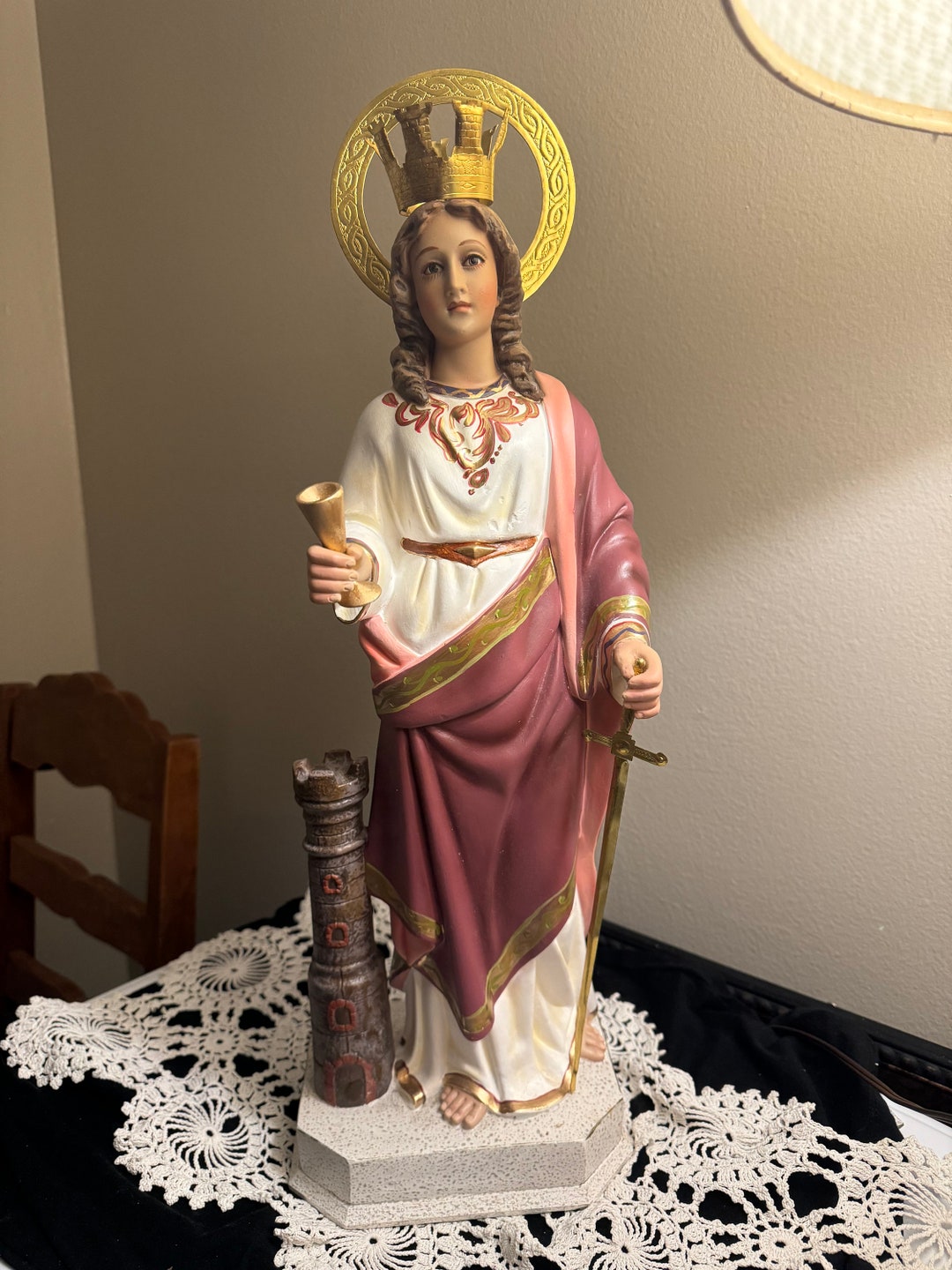 19in St Barbara Statue Made in Olot, Spain. Religious Saint - Etsy