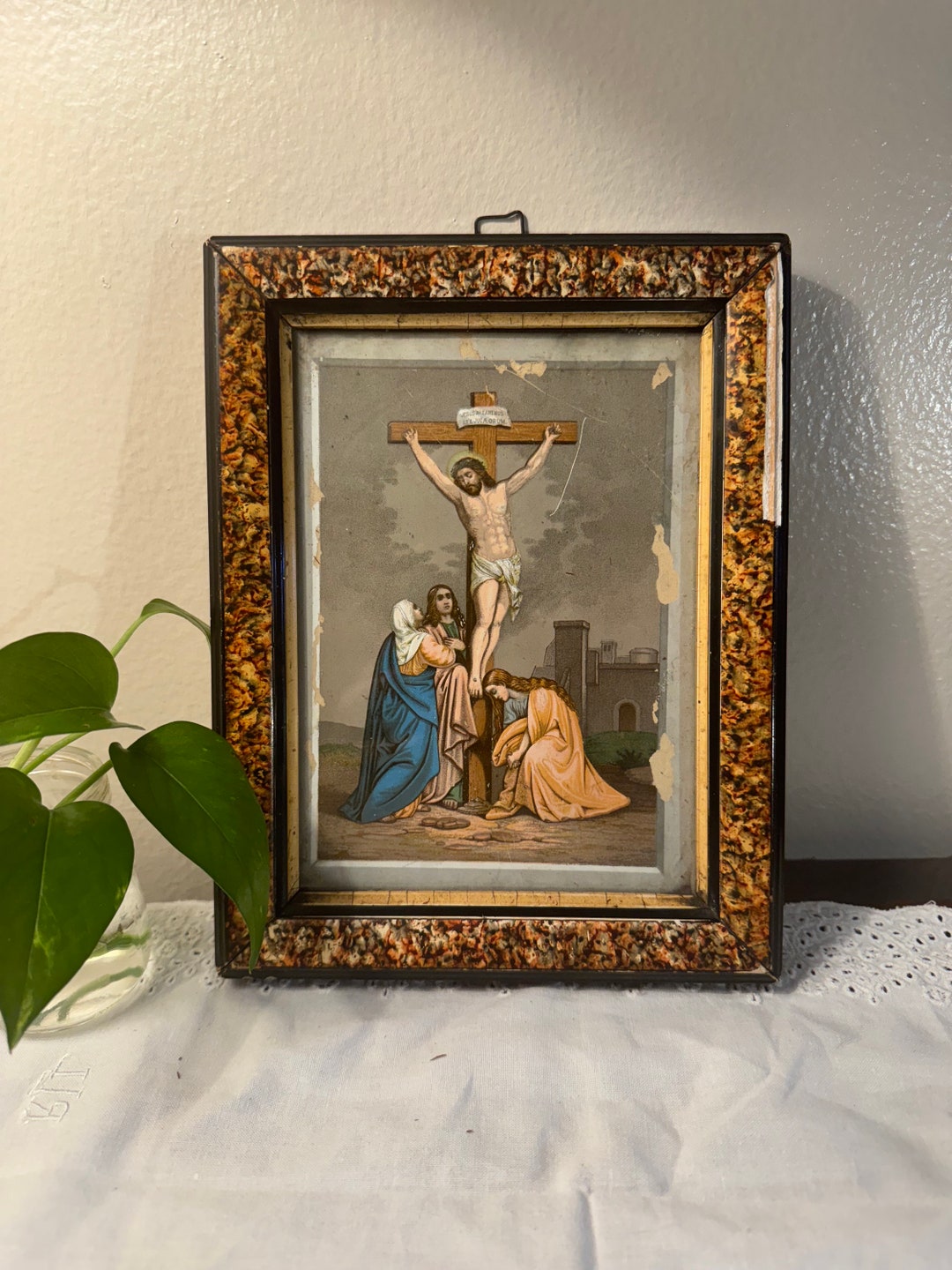 Jesus on Calvary, Crucified Christ With Mary Vintage Framed Print - Etsy