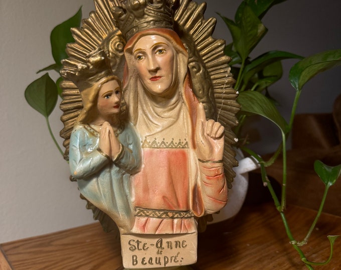 12.5” St. Anne and Mary of Beaupre Plaster Bust Statue - Etsy