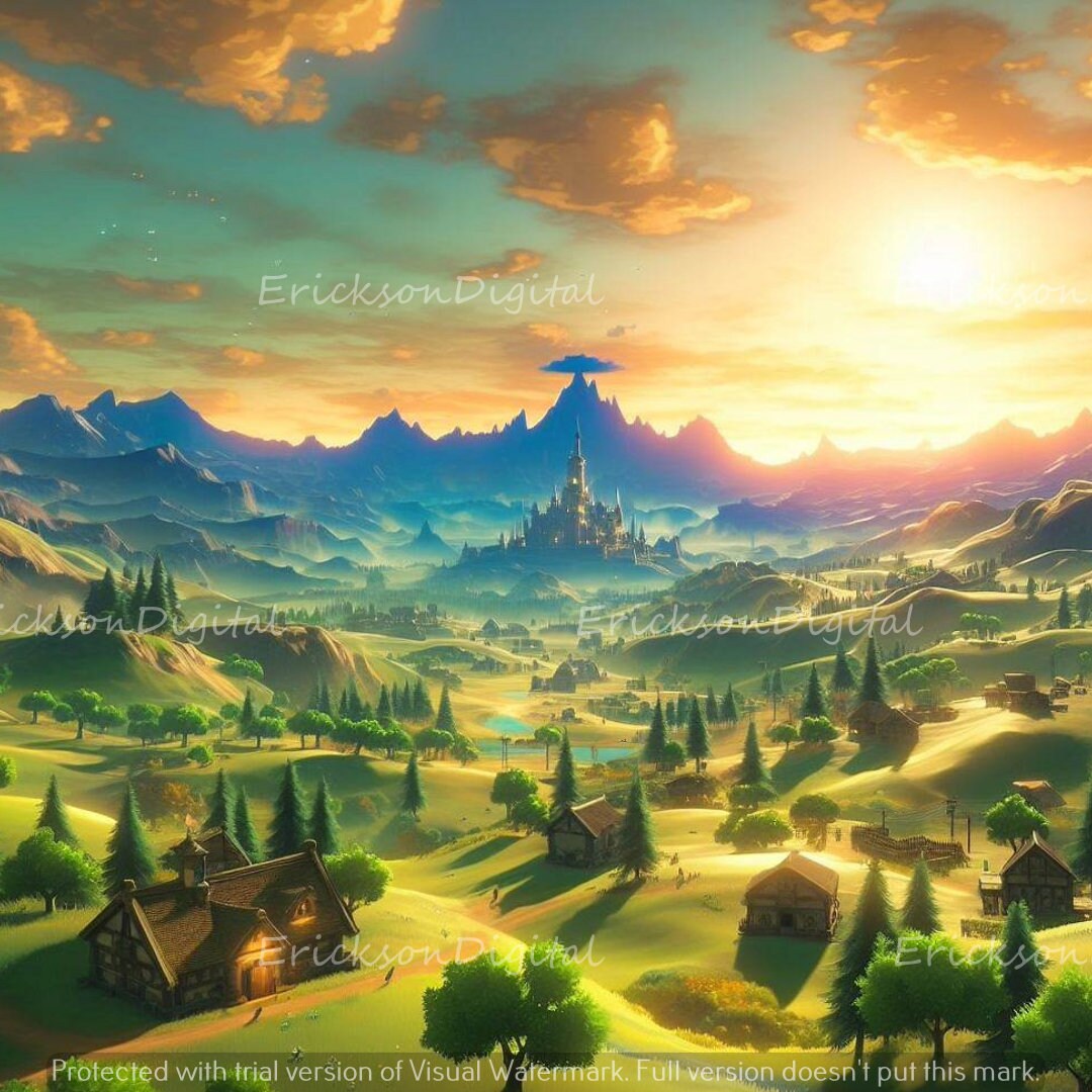 Inspired Landscape View of Hyrule the Legend of Zelda: Tears - Etsy