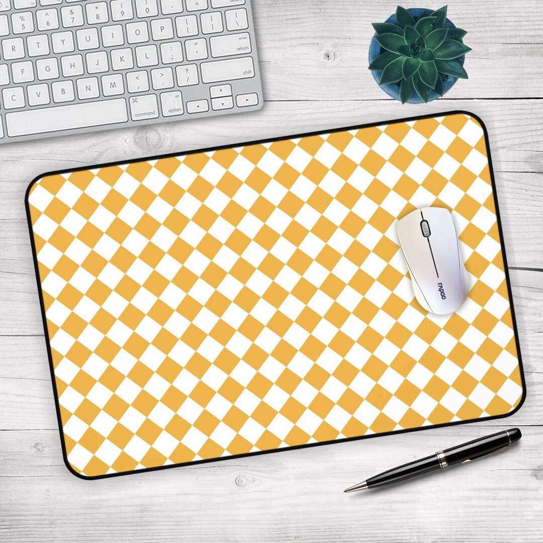 Checkered Desk Mat Yellow Desk Mat Protector Extra Large Desk - Etsy
