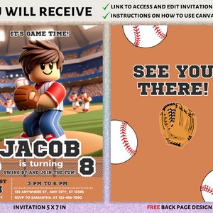 Editable Roblox Baseball Birthday Invitation Template, Roblox Birthday ...