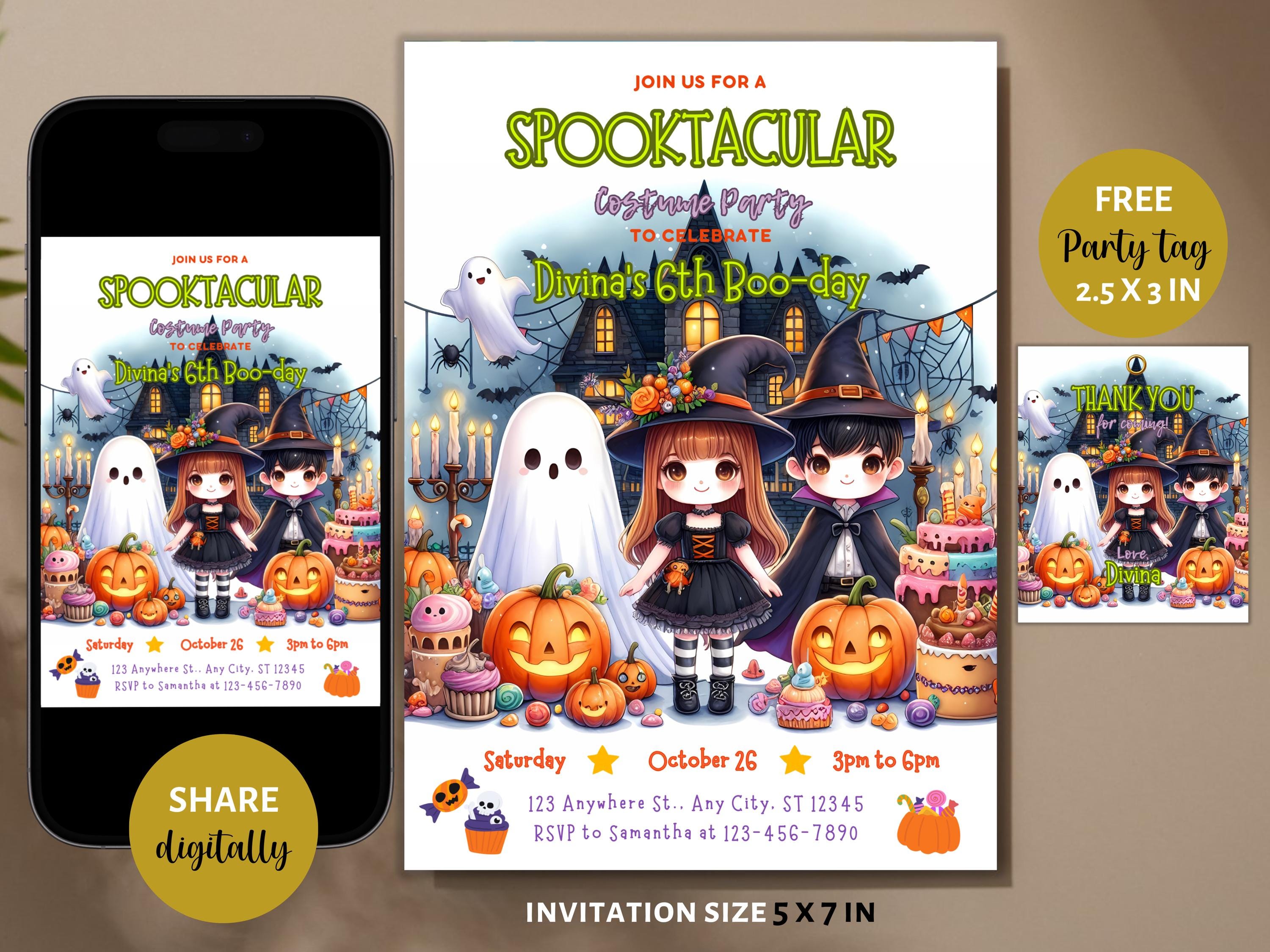 Editable Halloween Costume Party Invitation Template, Halloween ...