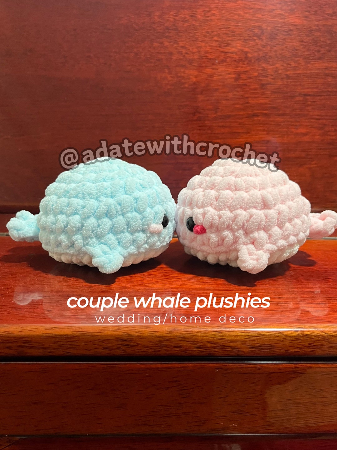 Couple Valentine Gift Set Crochet Whale Plush Stuffed Toy Anniversary ...