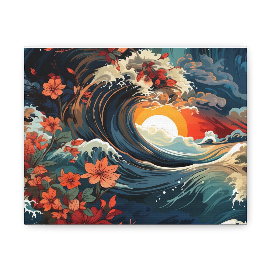 Ocean Sunset Wave Painting Print - Etsy