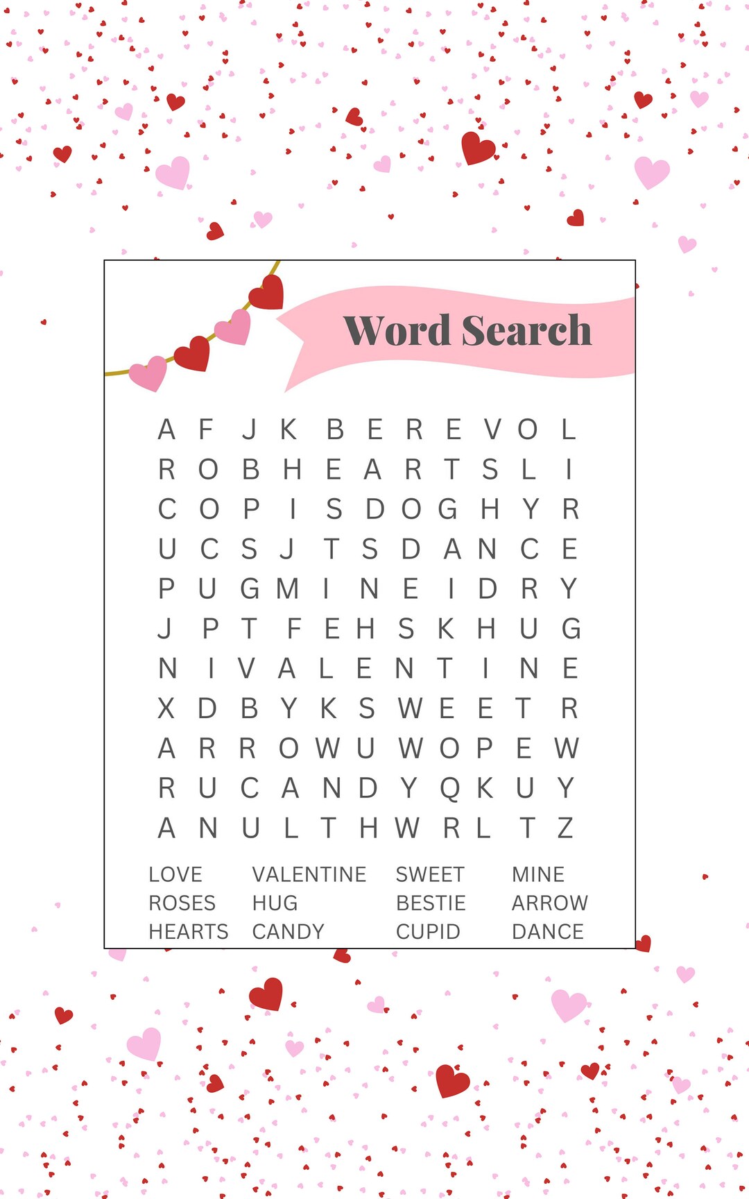Valentine's Day Activity for Kids Valentine's Day Word Search Printable ...
