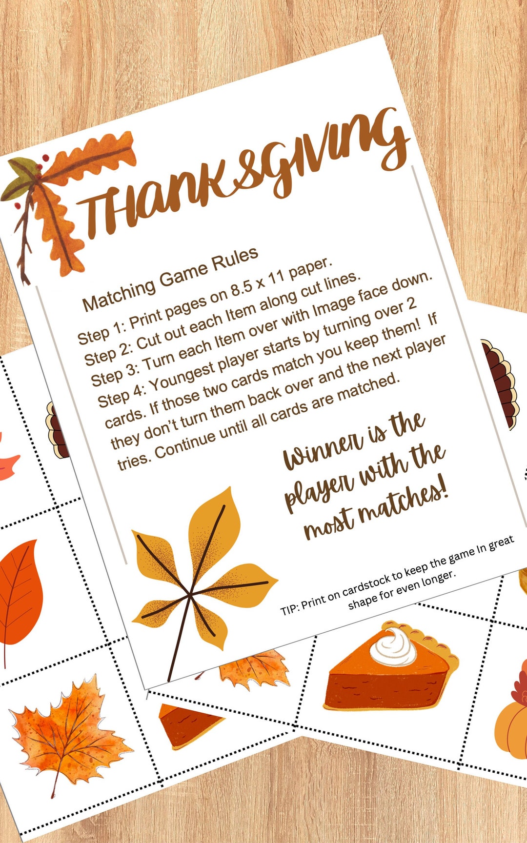 Thanksgiving Matching Game | Thanksgiving Party Game | Thanksgiving ...