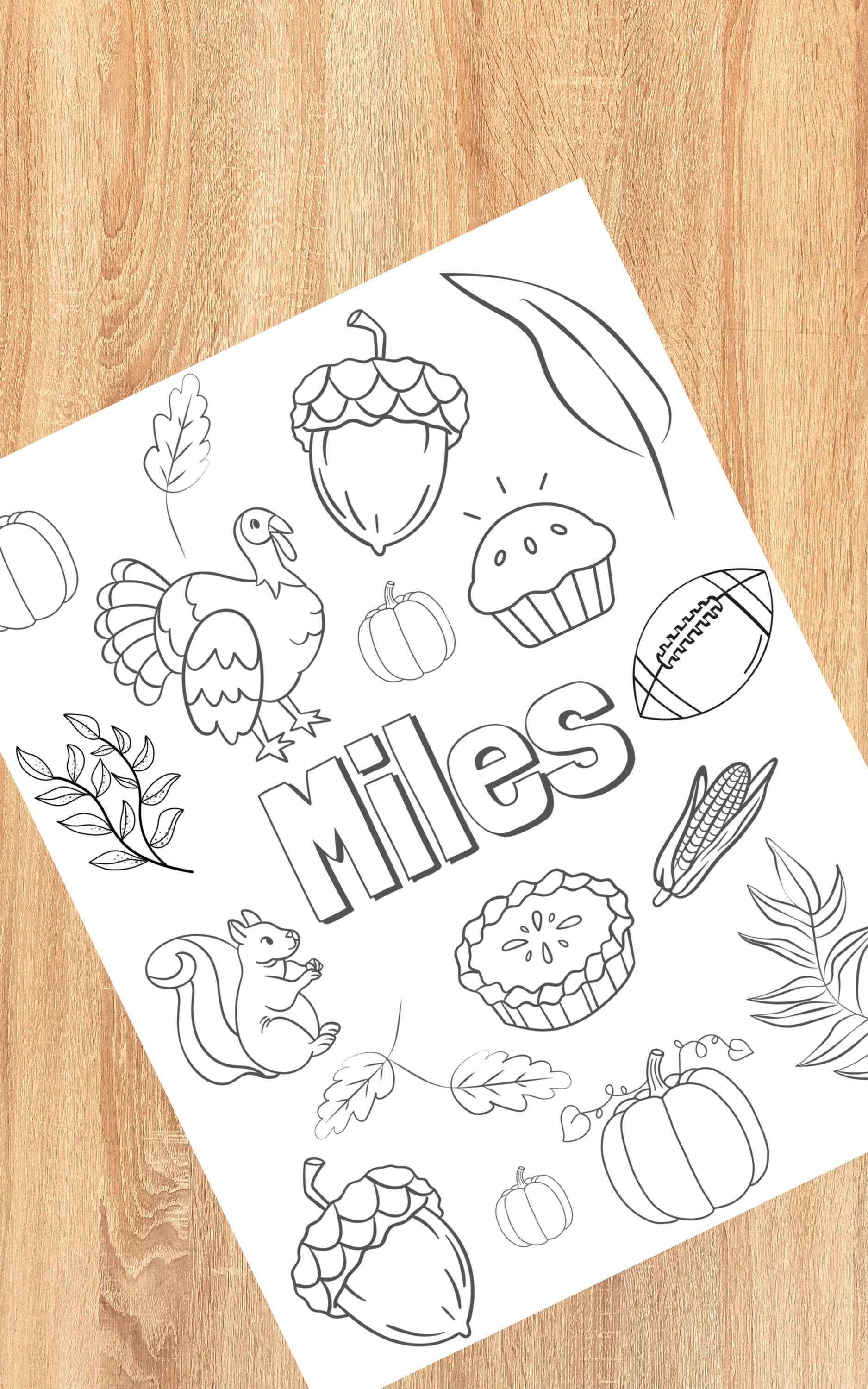 Personalized Thanksgiving Coloring Page Thanksgiving - Etsy