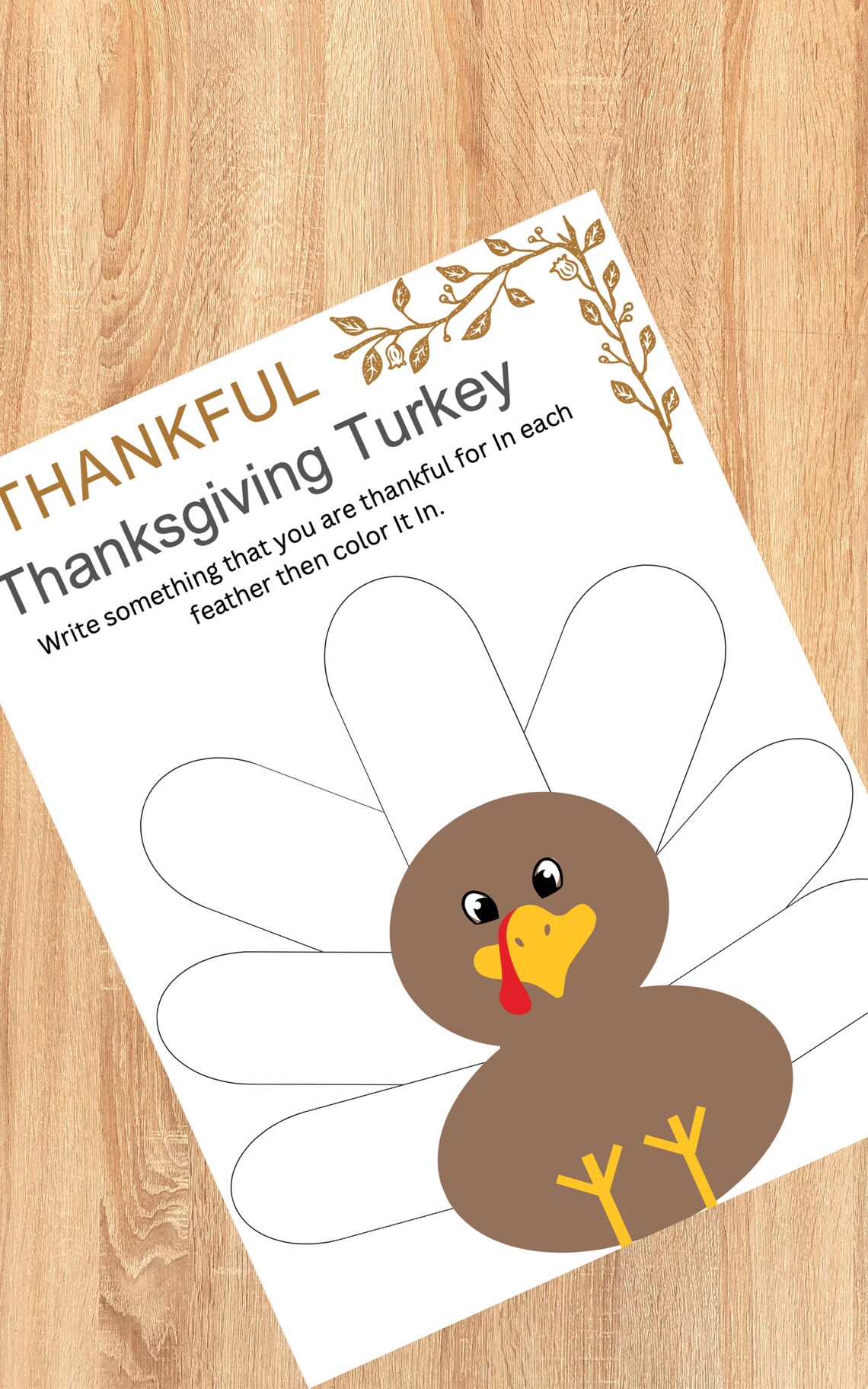 Thankful Turkey Coloring Page | Printable Build a Turkey Kid's Craft ...