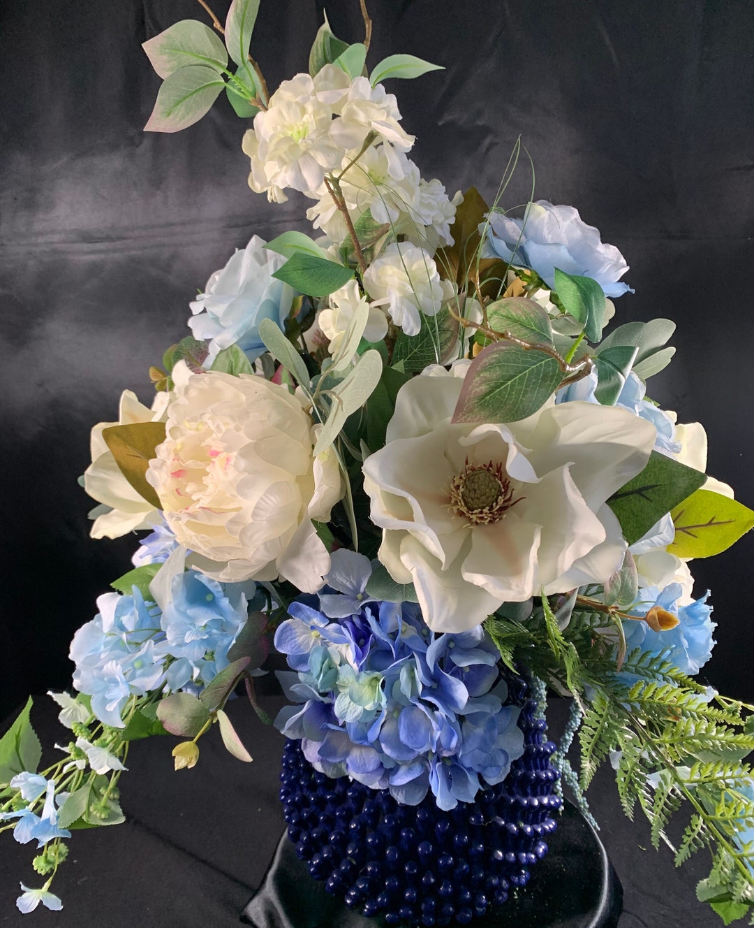 X-large Blue and White Silk Flower Arrangement - Etsy