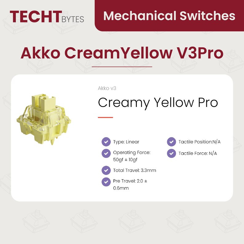 Akko Cream Yellow V3 Pro Linear Switch for Mechanical Keyboard 45 ...