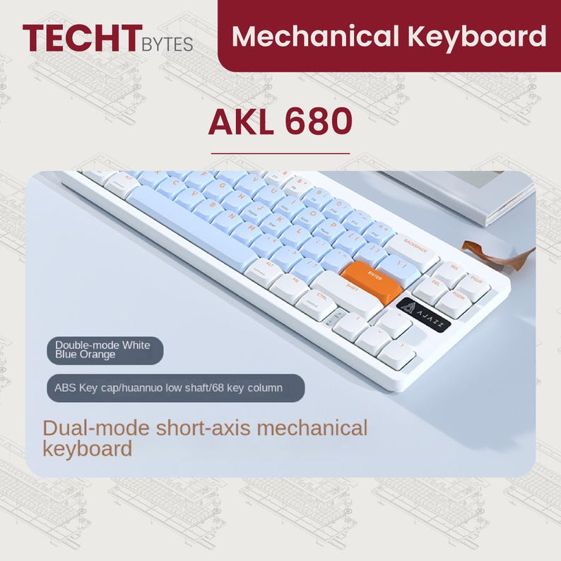 Ajazz AKL680 Low-profile Mechanical Keyboard (65% Keyboard Layout, Tri ...