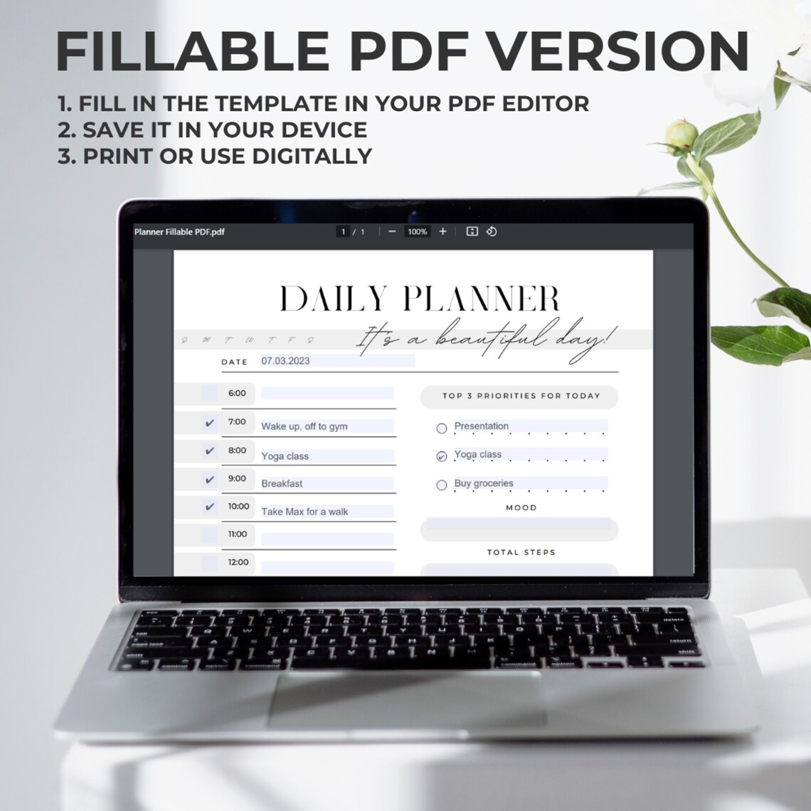 Digital Daily Planner / Goodnotes Template / Dark Mode to Do List ...