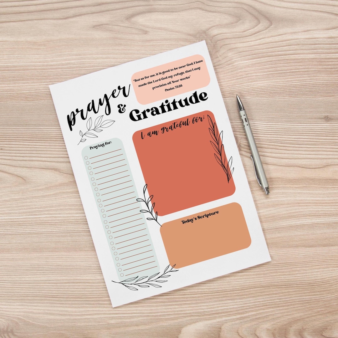Prayer & Gratitude Journal: Daily Faith Reflection Sheet (PDF ...