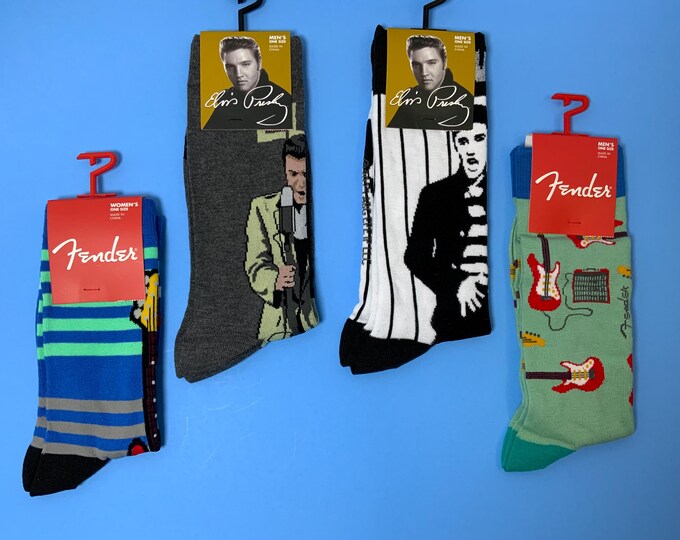 Elvis Presley & Fender Guitar Socks: Music Crew Socks (size 7-12) - Etsy
