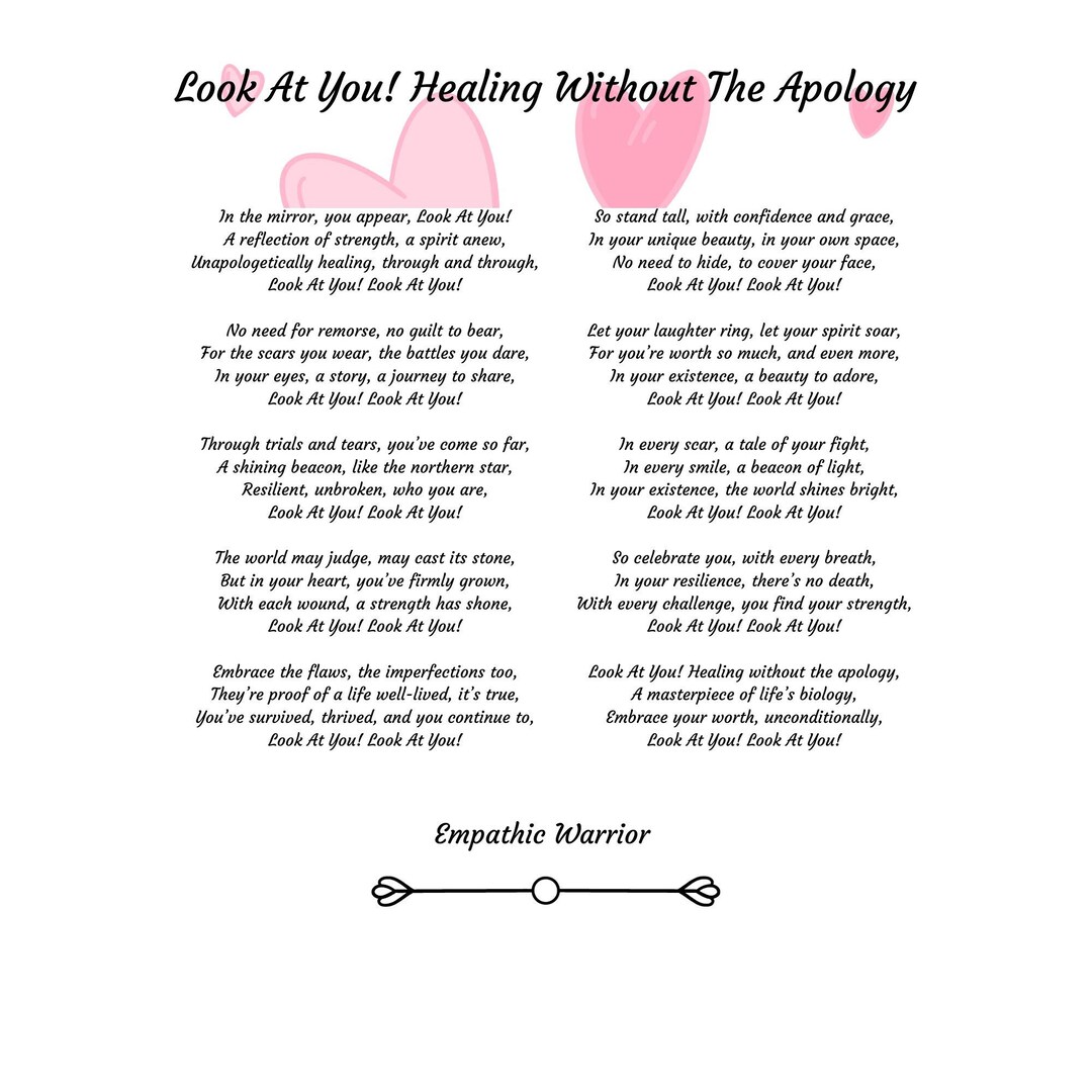Look at You! Healing Without the Apology Poem | Digital Download ...