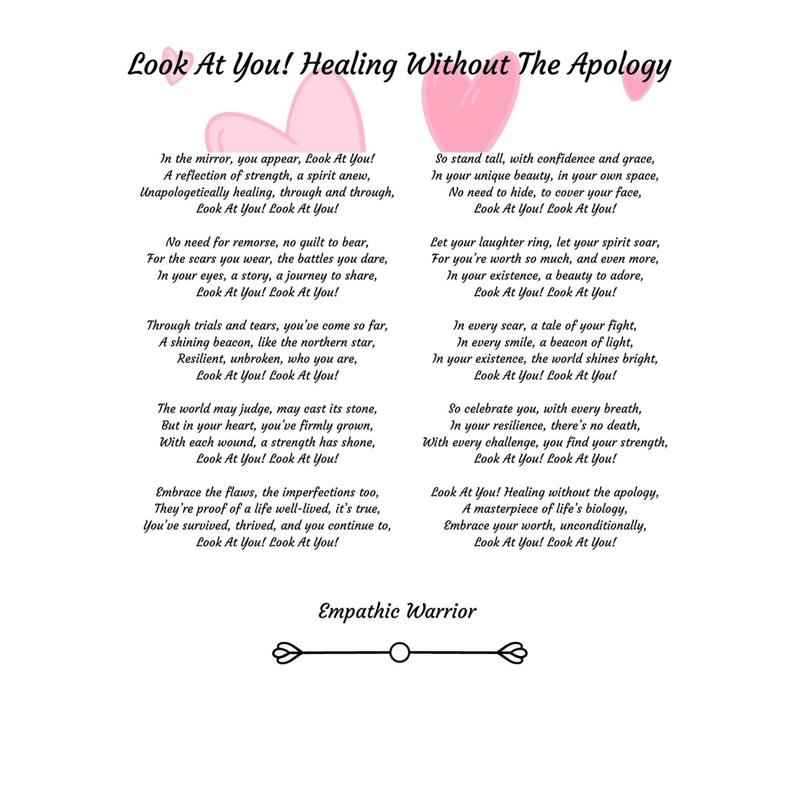 Look at You Healing Without the Apology Poem Digital Download Poetry ...
