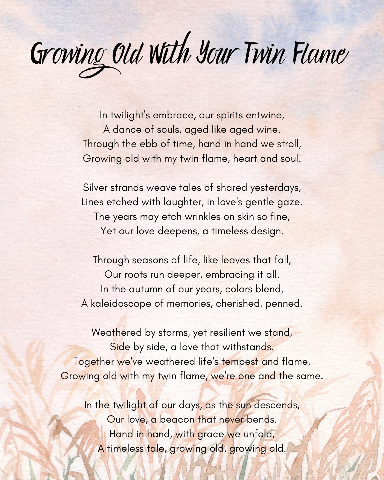 Growing Old With Your Twin Flame Anniversary Poem Gift for Husband 50th ...