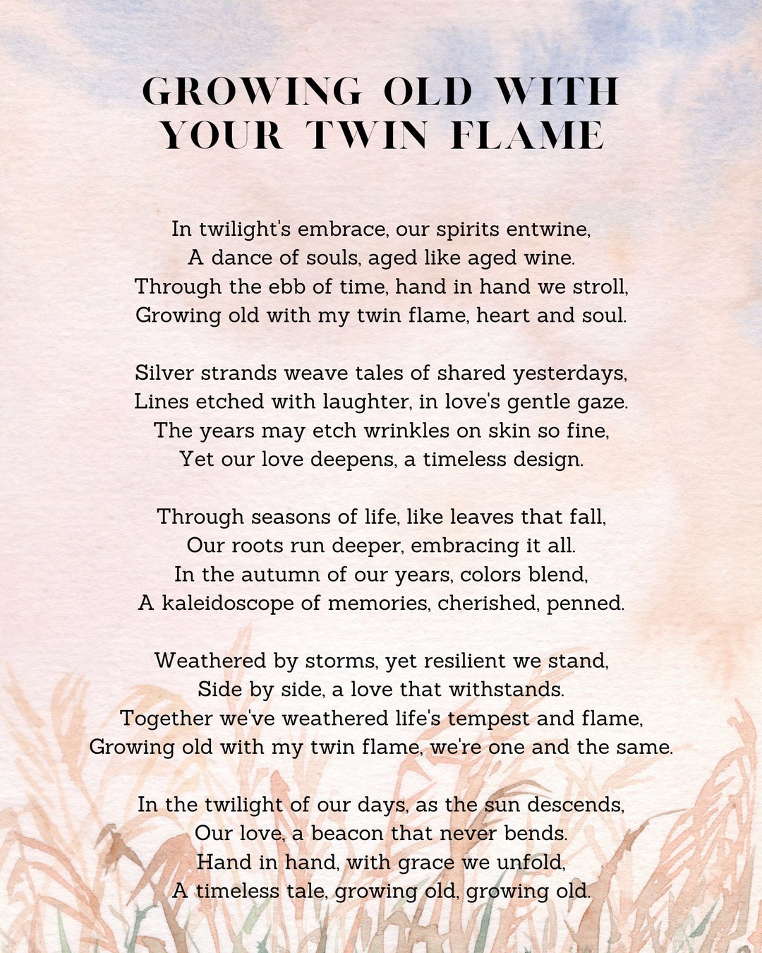 Growing Old With Your Twin Flame Anniversary Poem Gift for Husband 50th ...