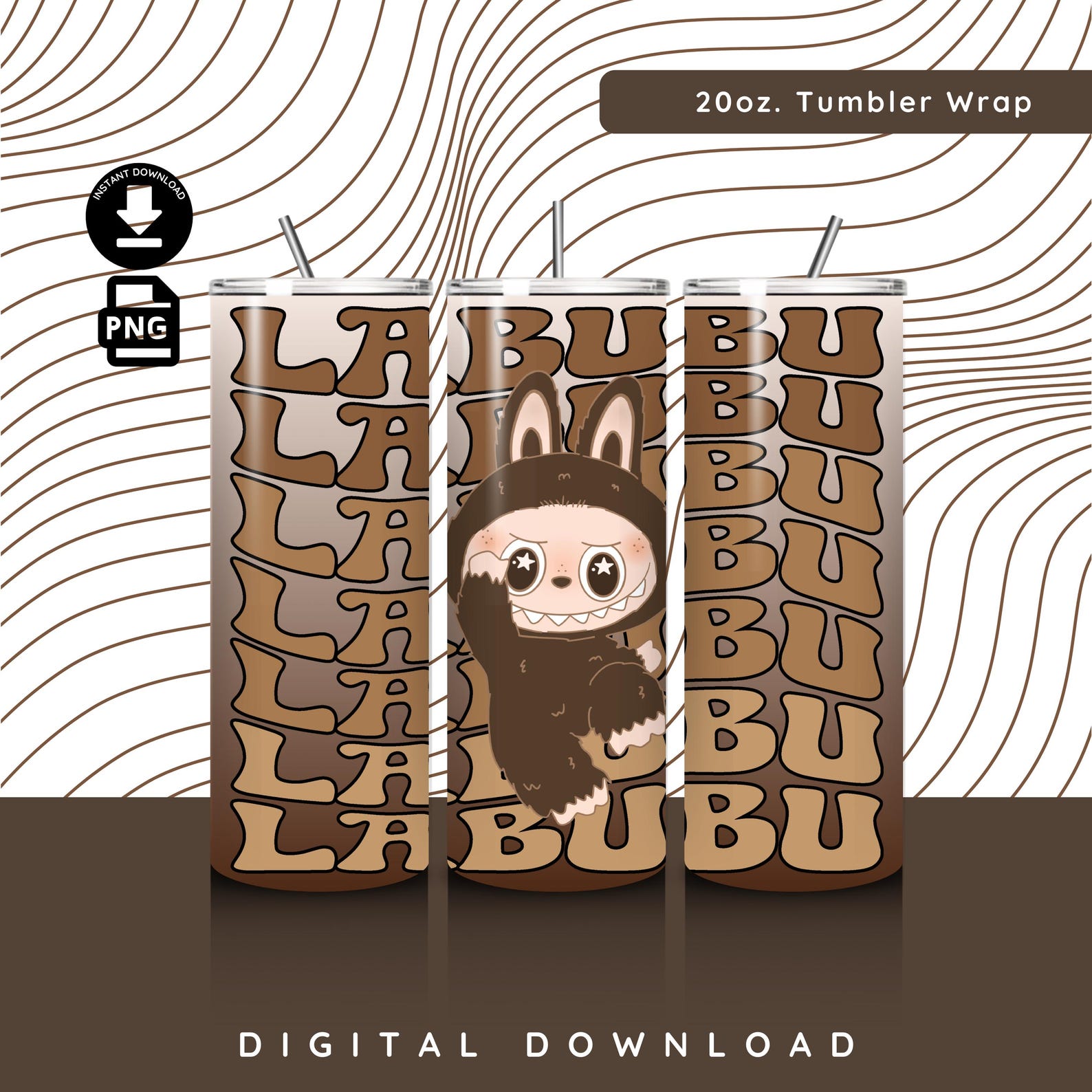 20oz LABUBU Tumbler Wrap Sublimation, Labubu Skinny Tumbler PNG ...