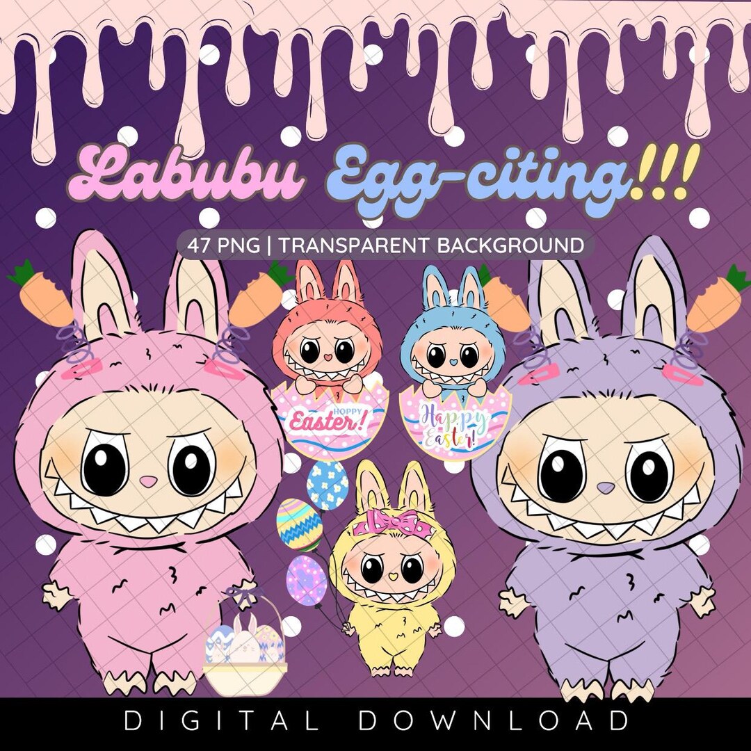 47 LABUBU Clipart de Pascua colorido, Labubu PNG, Imprimir y cortar ...