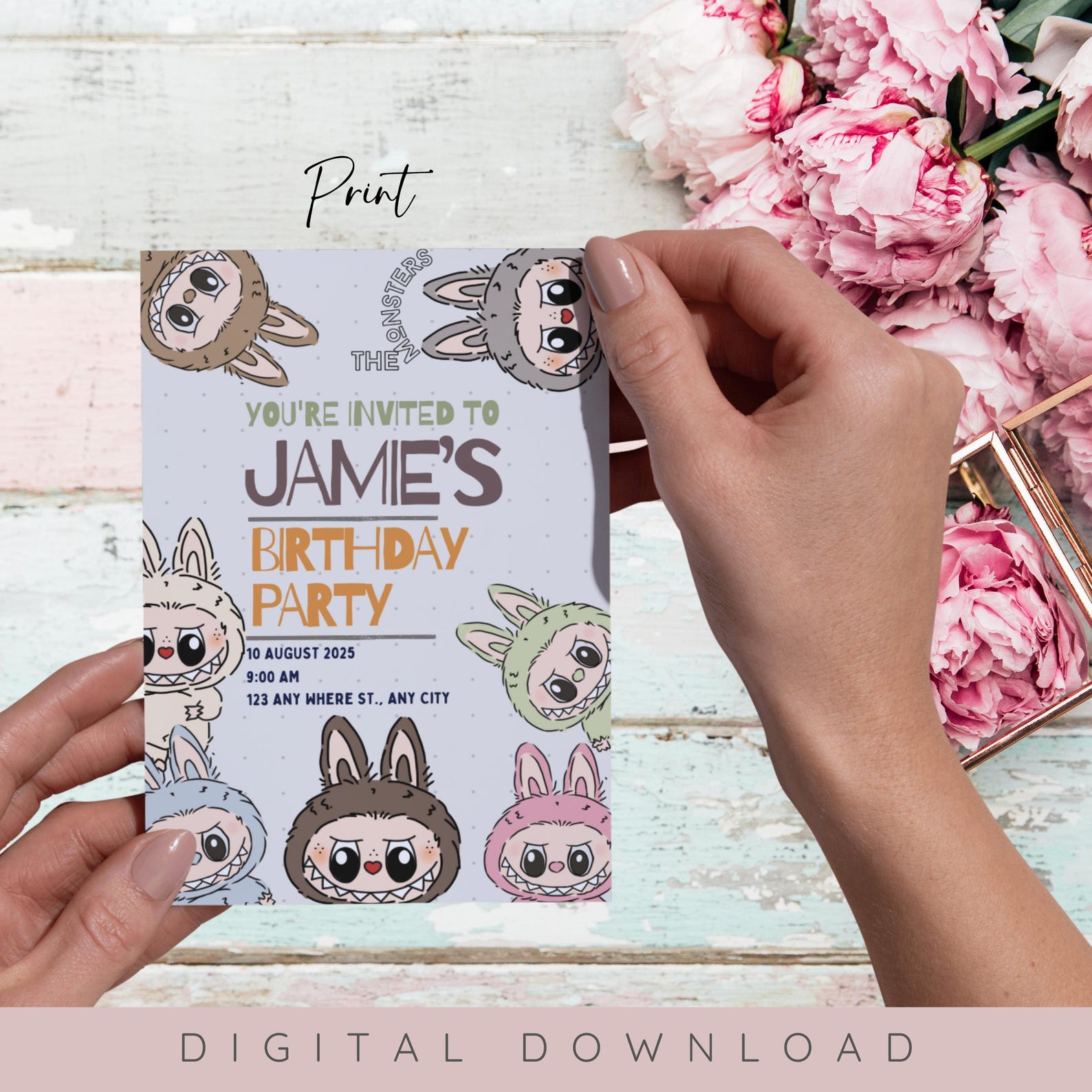 Editable Labubu Birthday Invite, Printable Editable Invite, Labubu ...