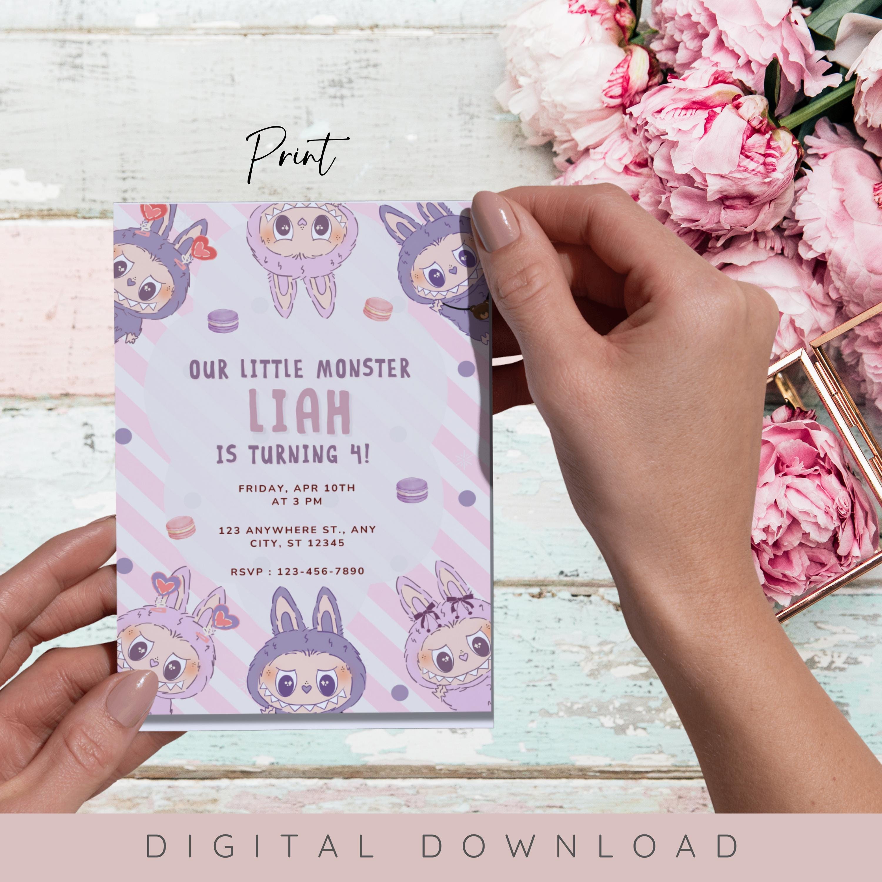 Labubu Printable Editable Kids Birthday Party Invite Template - Etsy